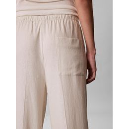 Damen Leinenhosechalk, Gr. L, Calvin Klein Jeans, unifarben, Web, Obermaterial: 55% Leinen, 45% Viskose, Hosen, Regular fit mit elastischem Bund