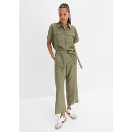 bonprix Damen Jumpsuit, gr&uuml;n, Gr. 36, Obermaterial: 100% Lyocell (TENCEL ), Overalls, aus Lyocell, mit Hemdblusenkragen
