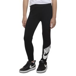 Nike Sportswear M&auml;dchen Leggings "NKG CLUB HBR HIGH RISE LEGGING", schwarz, Gr. 116, Jersey, Obermaterial: 94% Baumwolle, 6% Elasthan, Hosen, ohne