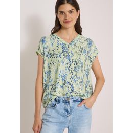 Cecil Damen Blusentop, gr&uuml;n, Gr. M, Web, Obermaterial: 100% Viskose, Blusen, Sommerbluse, Elastiksaum, Frontseite bedruckt, R&uuml;cken unifarben