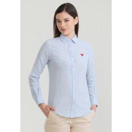 FELIX HARDY Damen Hemdbluse "Gestreiftes Langarm Hemd", blau, Gr. S, 65% Baumwolle, 35% Leinen, Blusen