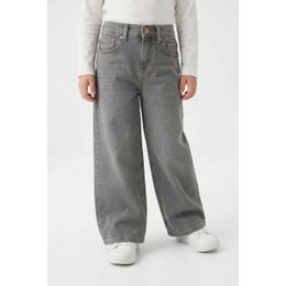 s.Oliver JUNIOR M&auml;dchen Weite Jeans, grau, Gr. 146, unifarben, Denim/Jeans, Obermaterial: 98% Baumwolle, 2% Elasthan, Jeans, mit Weitenregulierung