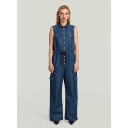 G-Star Raw G-STAR Damen Jumpsuit "Soft Utility Jumpsuit", blau, Gr. XS, Obermaterial: 82% Baumwolle, 18% Polyester, Overalls