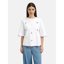 Smith & Soul SMITH & SOUL Damen Rundhalsshirt, wei&szlig;, Gr. XL, bestickt, Single Jersey, Material: 100% Baumwolle, Shirts, mit Stickerei