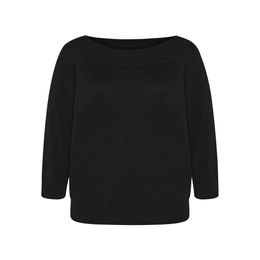Zero Damen Strickpullover "Damen mit Carmenausschnitt", schwarz, Gr. 34, unifarben, Obermaterial: 40% Baumwolle, 60% Viskose, Pullover, Plain/ ohne