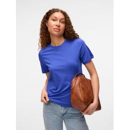 V&eacute;ro Moda VERO MODA Damen Kurzarmshirt "VMPAULINA SS T-SHIRT GA JRS NOOS", blau, Gr. S, unifarben, Jersey, Obermaterial: 100% Baumwolle, Shirts, Baumwolle,