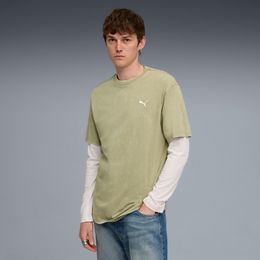 Puma Herren T-Shirt "ESS ELEVATED RELAXED WASH TEE", gr&uuml;n, Gr. XL, bedruckt, Jersey, Obermaterial: 100% Baumwolle, Shirts, Kurzarm, f&uuml;r