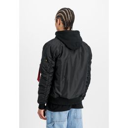 Herren Bomberjacke "MA-1 TT Two Tone Hood CW", schwarz, Gr. M, Alpha Industries, Obermaterial: 100% Nylon, Futter: 100% Nylon, Kapuze: 75% Baumwolle,