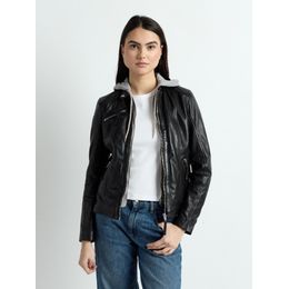 Mustang Damen Lederjacke "31020148", schwarz, Gr. S, Obermaterial: 100% Lammleder. Innenfutter: 90% Baumwolle, 10% Polyester. Futter: 100% Polyester.