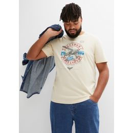bonprix Herren T-Shirt "T-Shirt aus reiner Baumwolle", beige, Gr. 48, bedruckt, unifarben, Single Jersey, Obermaterial: 100% Baumwolle, Shirts,