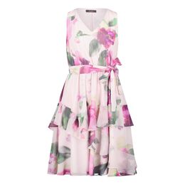 Vera Mont Damen Cocktailkleid "Damen mit Volant", rosa, Gr. 46, Chiffon, Obermaterial: 100% Polyester. Futter: 100% Polyester, Kleider