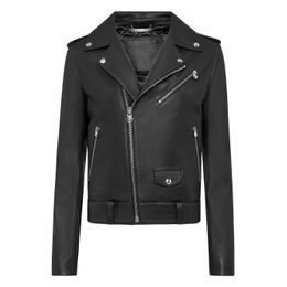 Philipp Plein Damen Bikerjacke "Leder-Bikerjacke", schwarz, Gr. XS, Obermaterial: 100% Lamm Leder. Futter: 100% Polyester. F&uuml;llung: 100% Polyester,