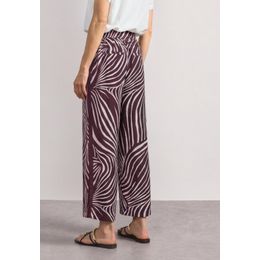 Street One Damen Stoffhose, braun, Gr. 36, gemustert, Stoff, 86% Viskose, 14% Nylon, Hosen, mit Wide Legs
