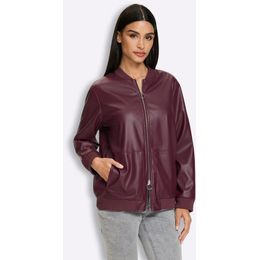 Heine Damen Lederimitatjackeburgund, Gr. 42, unifarben, 100% Polyester, Jacken