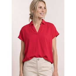 Street One Damen Hemdbluse, rot, Gr. 42, unifarben, Stoff, 100% Viskose, Blusen, aus softer Viskose
