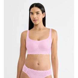 Sloggi Damen Bustier "ZERO Feel Bliss", Gr. XS, rosa, Spitze, Obermaterial: 76% Polyamid, 24% Elasthan, BHs, mit herausnehmbaren, atmungsaktiven Pads