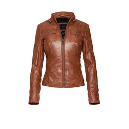 Bugatti Damen Lederjacke "Bugatti Lederjacke", braun, Gr. 44, uni, Obermaterial: 100% Lammleder LEL., Jacken, aus hochwertigem Leder