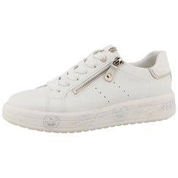 Mustang Shoes Damen Sneaker "Noralie", Gr. 41, wei&szlig;, Lederimitat, Schuhe, Freizeitschuh, Halbschuh, Schn&uuml;rschuh mit seitlichem Rei&szlig;verschluss