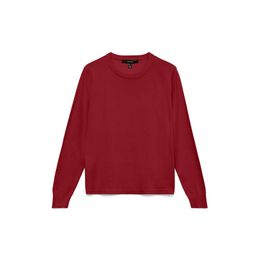 V&eacute;ro Moda VERO MODA Damen Strickpullover "VMSILJE LS O-NECK PULLOVER NOOS", rot, Gr. XS, unifarben, Strick, Obermaterial: 77% Viskose, 23% Polyester, Pullover