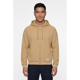 Hugo Herren Sweatjacke "Nuwahood", beige, Gr. M, unifarben, Sweatware, Obermaterial: 87% Baumwolle, 13% Polyamid, Sweatjacken, in Waffelstruktur,