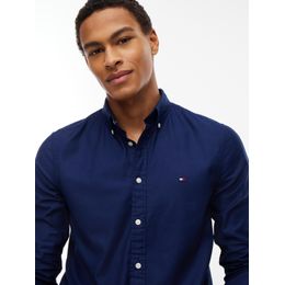 Tommy Hilfiger Herren Langarmhemd "FLEX DOBBY SLIM FIT", blau, Gr. L, Web, Obermaterial: 100% Baumwolle, Hemden, Slim Fit Dobby Structure