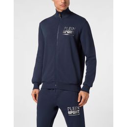 Plein Sport Herren Yoga-Sweatjacke "Tiger", blau, Gr. XL, Obermaterial: 88% Baumwolle, 12% Polyester, Sweatjacken