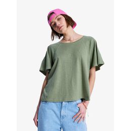 Roxy Damen T-Shirt "TIME FOR PALM TREE", gr&uuml;n, Gr. S, Obermaterial: 60% Baumwolle, 40% Polyester, Shirts, Kurzarm, mit Rundhalsausschnitt, aus