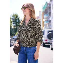 Damen Langarmbluse, gr&uuml;n, Gr. 40, STREET ONE STUDIO, Stoff, 100% Viskose, Blusen, mit Leomuster