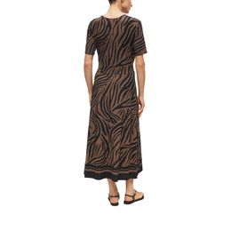 Damen Blusenkleidschwarz, braun, Gr. 36, s.Oliver BLACK LABEL, Web, Obermaterial: 95% Viskose, 5% Elasthan, Kleider, Sommerkleid mit Animal-Print