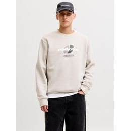 Jack & Jones JACK & JONES Herren Sweatshirt "JCOCLUB BRANDING SWEAT CREW NECK", beige, Gr. XS, bedruckt, angeraute Sweatware, Obermaterial: 60% Baumwolle, 40%