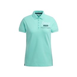 SOCCX Damen Poloshirt, gr&uuml;n, Gr. XXL, bedruckt, Piqu&eacute;, Material: 95% Baumwolle, 5% Elasthan, Shirts, mit Puff-Print