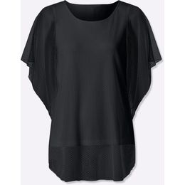 Heine Damen Kurzarmshirt "Shirt", schwarz, Gr. 50, unifarben, 100% Polyester, Top:5% Elasthan, 95% Viskose, Shirts