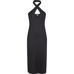 Urban Classics Damen Shirtkleid "Urban Classics Ladies Crossed Neckholder Dress", schwarz, Gr. XL, unifarben, 94% Polyamid, 6% Elasthan, Kleider