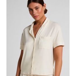 Hunkem&ouml;ller HUNKEM&Ouml;LLER Damen Pyjama "Essential Jersey Short-Sleeved Jacket", Gr. M, beige, 92% Viskose, 8% Elasthan, Homewear-Sets