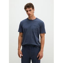 Marc O'Polo MARC O'POLO Herren Pyjamaoberteil, Gr. L, blau, Jersey, Obermaterial: 95% Baumwolle, 5% Elasthan, Shirts