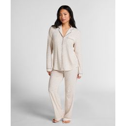 Hunkem&ouml;ller HUNKEM&Ouml;LLER Damen Pyjama "Essential Jersey Pants", Gr. XS, beige, 92% Viskose, 8% Elasthan, Homewear-Sets