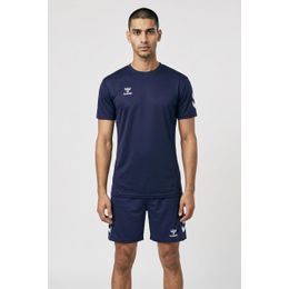 Hummel Damen Sportanzug "HMLLOGO SET", blau, Gr. XXXL, Obermaterial: 100% Polyester, Sportanz&uuml;ge, 2-teiliges Set aus Shorts und T-Shirt, mit