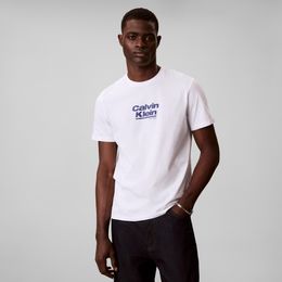 Herren T-Shirt, wei&szlig;, Gr. L, Calvin Klein Jeans, unifarben, Jersey, Obermaterial: 100% Baumwolle, Shirts, Rundhalsausschnitt, Regular Fit,