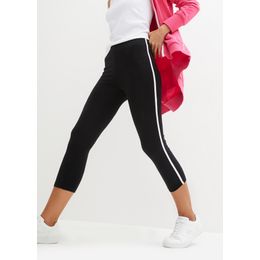 bonprix Damen Trainingstightsschwarz, Gr. 48, Web, Obermaterial: 95% Baumwolle, 5% Elasthan. Besatz: 60% Polyester, 35% Baumwolle, 5% Elasthan,