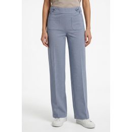 Street One Damen Stoffhose, blau, Gr. 46, meliert, Web, Obermaterial: 80% Polyester, 16% Viskose, 4% Elasthan, Hosen, Wide Leg Hose mit Knopf-Details