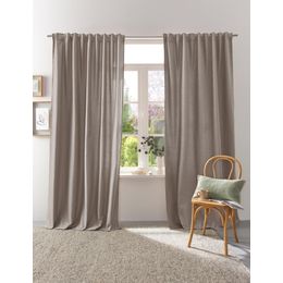 Vorhang OTTO HOME, B:135cm H:175cm, beige, Polyester, Wohnzimmer, Gardinen, "Elk&aelig;r", Thermo, mit Multifunktionsband