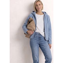 Street One Damen Cardigan, blau, Gr. 44, unifarben, Stoff, 100% Polyester, Strickjacken, mit Kapuze