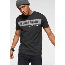Bruno Banani Herren T-Shirt, schwarz, Gr. M, bedruckt, Single Jersey, Obermaterial: 100% Baumwolle, Shirts, kurz&auml;rmelig, schmal geschnitten,