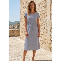 Laura Scott Damen Sommerkleid "mit Bindeband aus softem und atmungsaktivem Jersey", blau, Gr. 48, gestreift, Single Jersey, Obermaterial: 50%