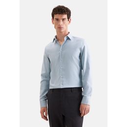 Seidensticker Herren Businesshemd "Schwarze Rose", blau, Gr. 39, Strukturmuster, 100% Baumwolle, Hemden, Slim 1/1 Extra lang Kentkragen Struktur