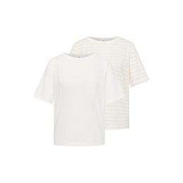 Cecil Damen T-Shirt, wei&szlig;, Gr. XL, gestreift, Web, 100% Baumwolle, Shirts, aus reiner Baumwolle