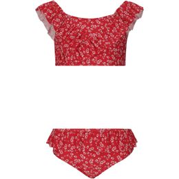 ZIGZAG M&auml;dchen Balconette-Bikini "Tropical", rot, Gr. 140, bedruckt, mehrfarbig, 80% Polyamid, 20% Elasthan, Bikini-Sets, mit stylischem