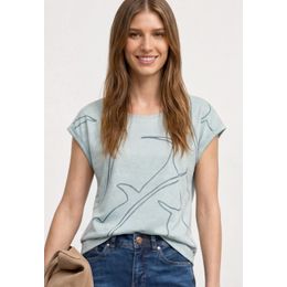 Street One Damen Rundhalsshirt, gr&uuml;n, Gr. 40, gemustert, Stoff, 65% Polyester, 35% Viskose, Shirts, mit Rundhalsausschnitt