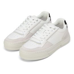 Marc O'Polo MARC O'POLO Damen Plateausneaker "Mariella", Gr. 40, wei&szlig;, Glattleder, Veloursleder, unifarben mit Farbeinsatz, Schuhe, Basket-Sneaker, Schn&uuml;rschuh,