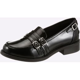 Heine Damen Slipper, Gr. 40, schwarz, Synthetik, Schuhe